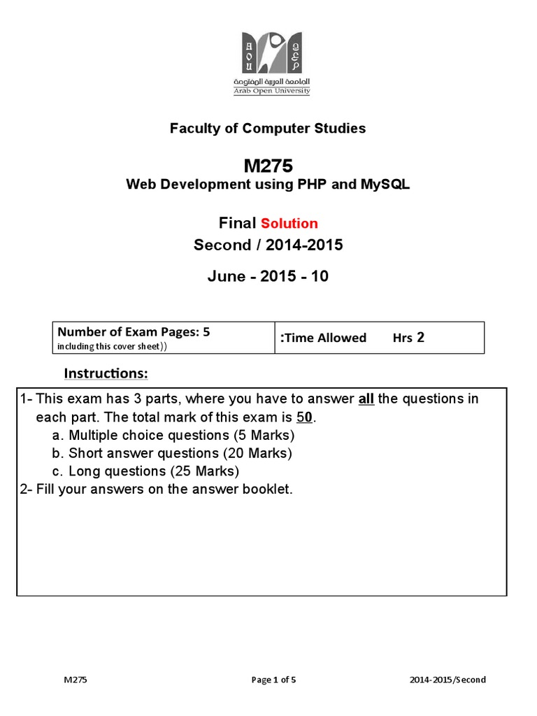 2014 2015 Spring M275 Final | PDF | Software Engineering | Information Retrieval