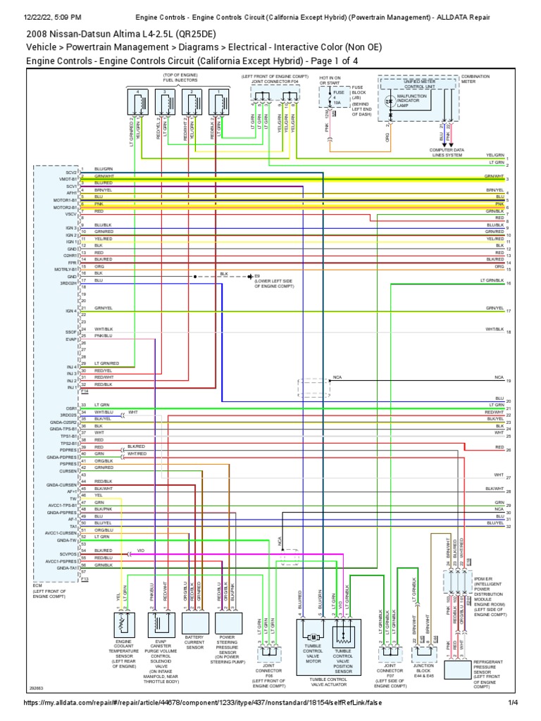 Engine Controls - Engine Controls Circuit (California Except Hybrid ...