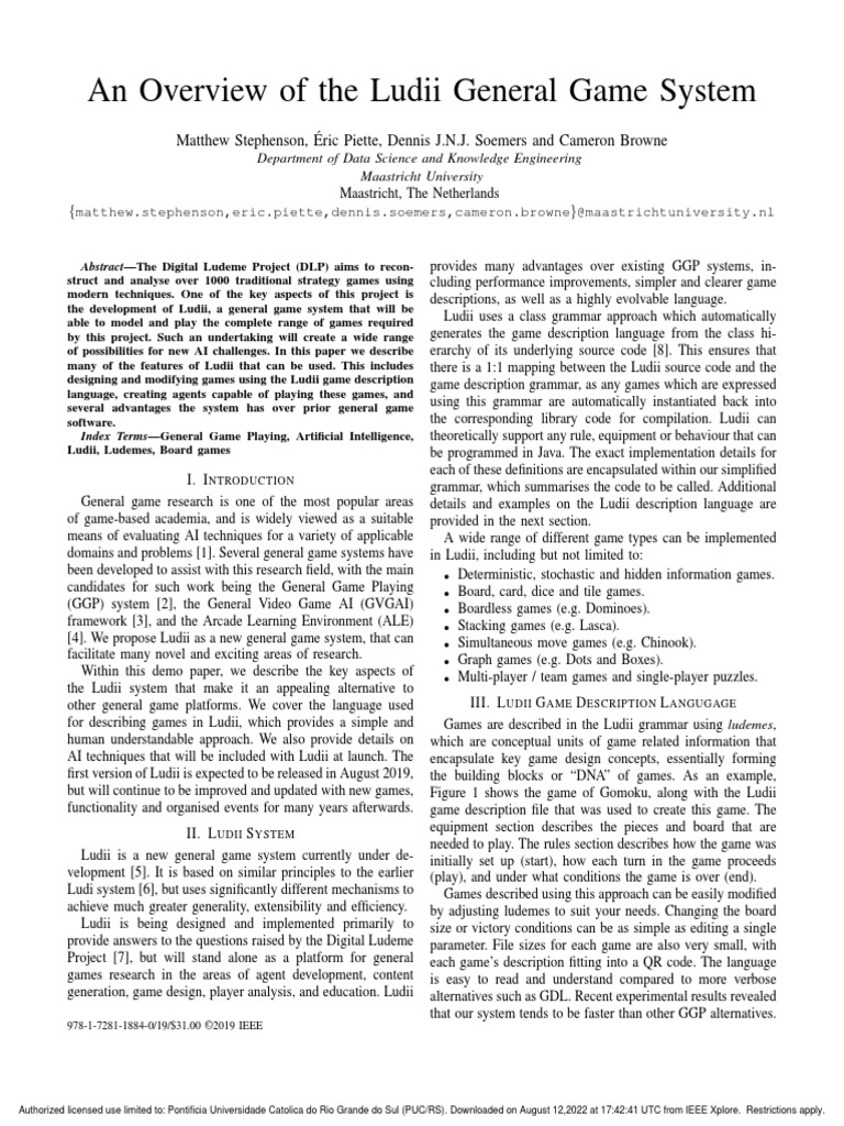 An Overview of The Ludii General Game System | PDF | Class (Computer Programming) | Artificial ...