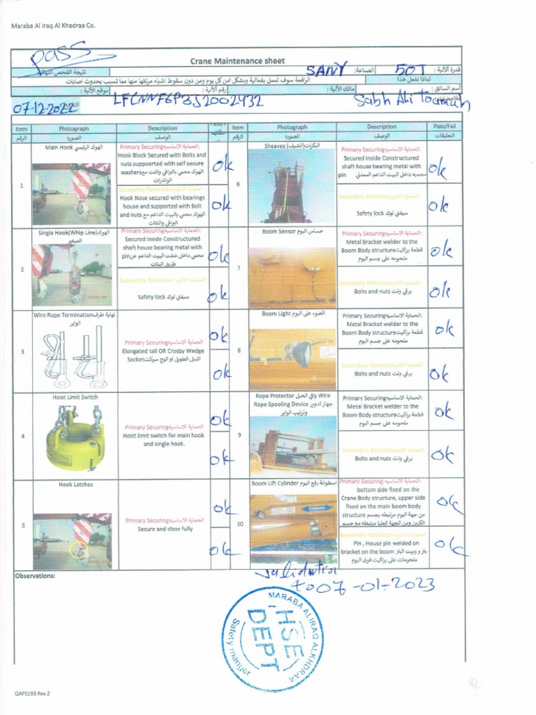 Equipment Maintenance Records Summary | PDF | Crane (Machine) | Vehicles