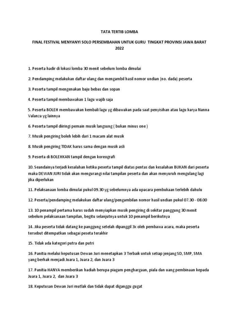 Tata Tertib Lomba | PDF
