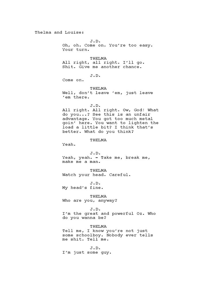Thelma and Louise JD Thelma | PDF