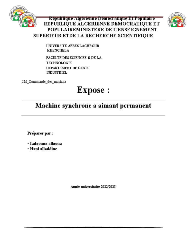 Machines Synchrones à Aimants Permanents | PDF | Générateur électrique | Aimant permanent