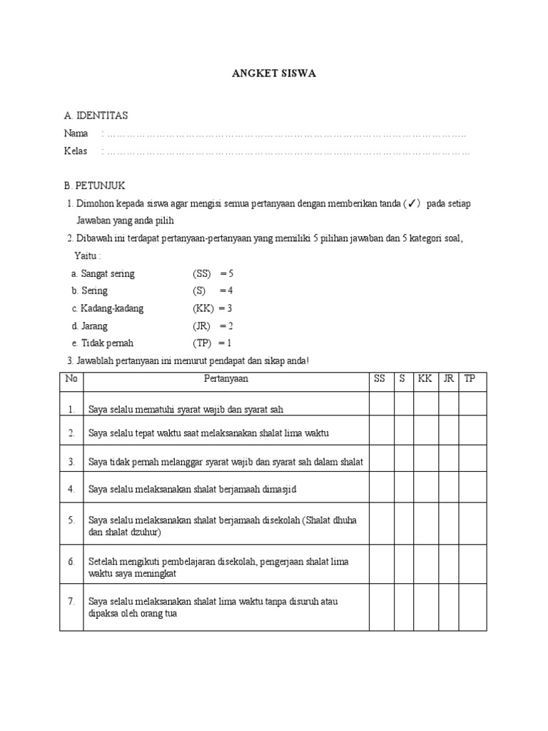 Angket Siswa | PDF