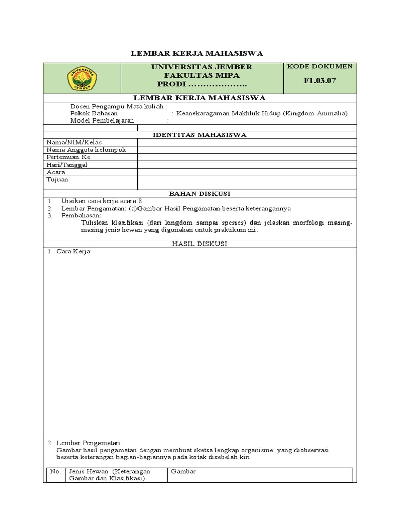 LKM - Acara 8 (KMH Animalia) | PDF