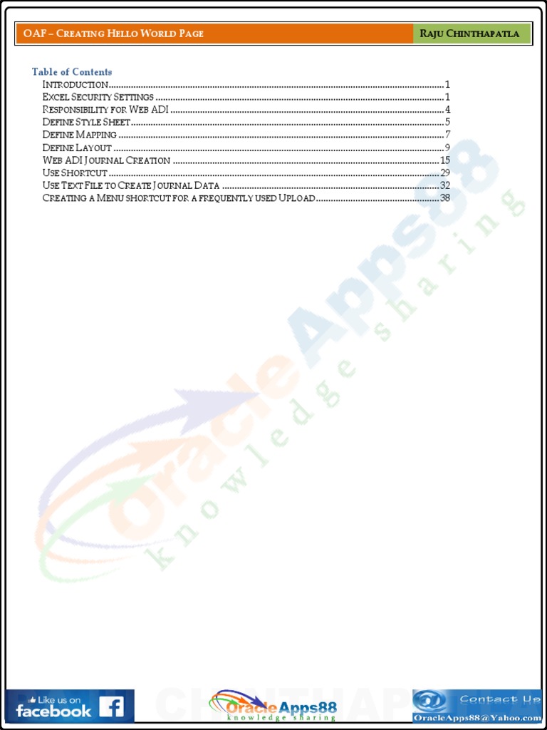 Oracle Web ADI R12 Training Guide | PDF | Microsoft Excel | World Wide Web