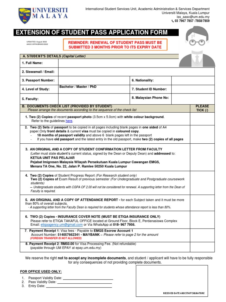 EXTENSION STUDENT PASS APPLICATION FORM | PDF | Travel Visa | Passport