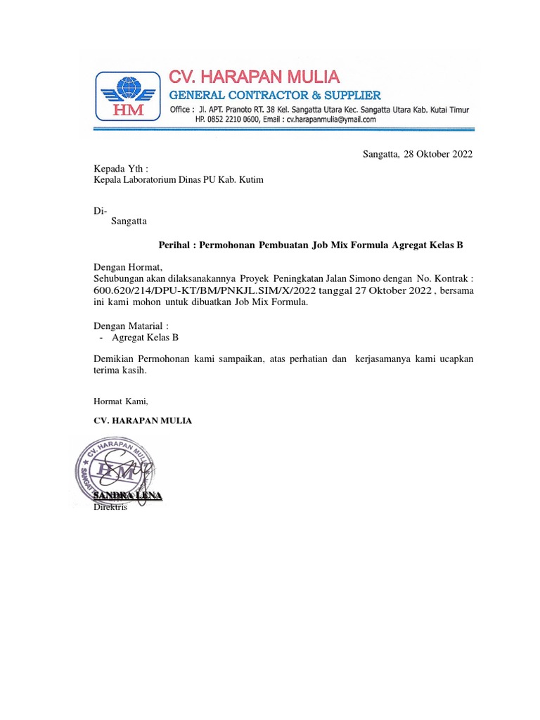 Surat Permohonan JMF | PDF