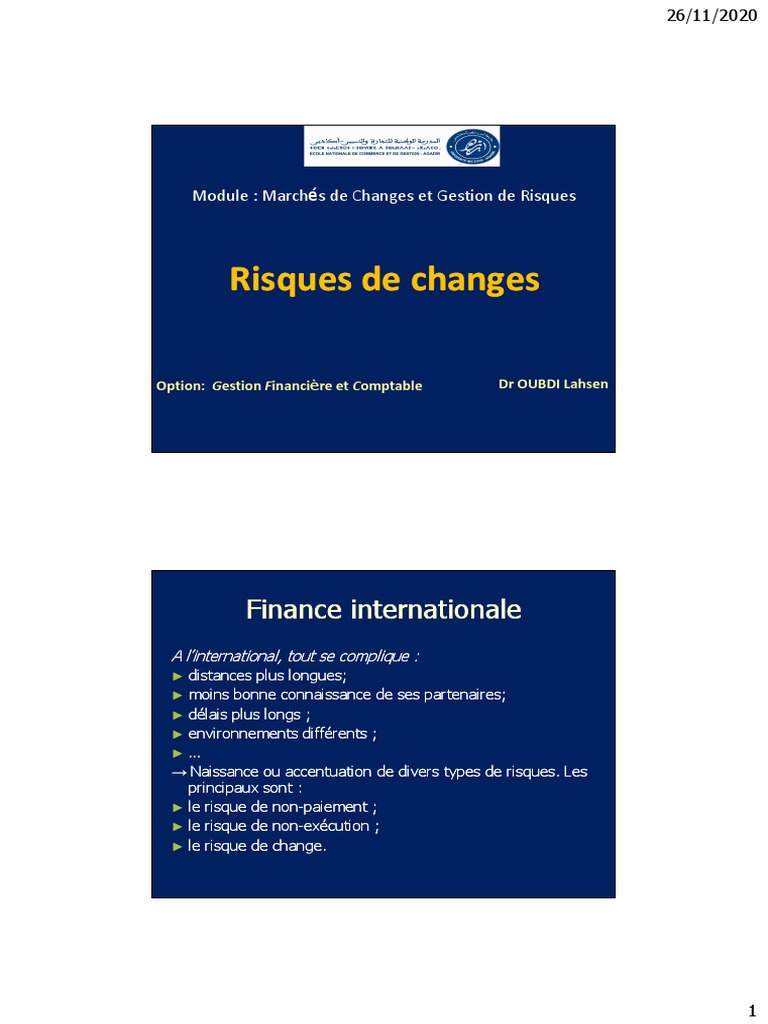Types de risques financiers internationaux | PDF | Option (Finance ...