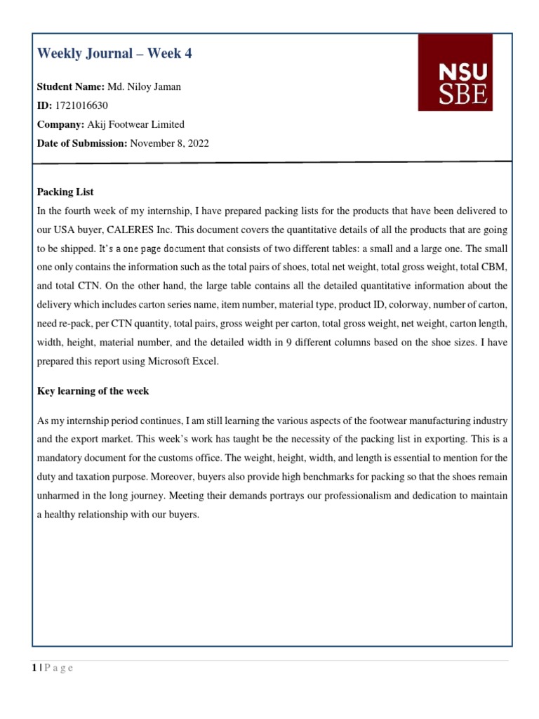 Weekly Journal - Week 4 | PDF