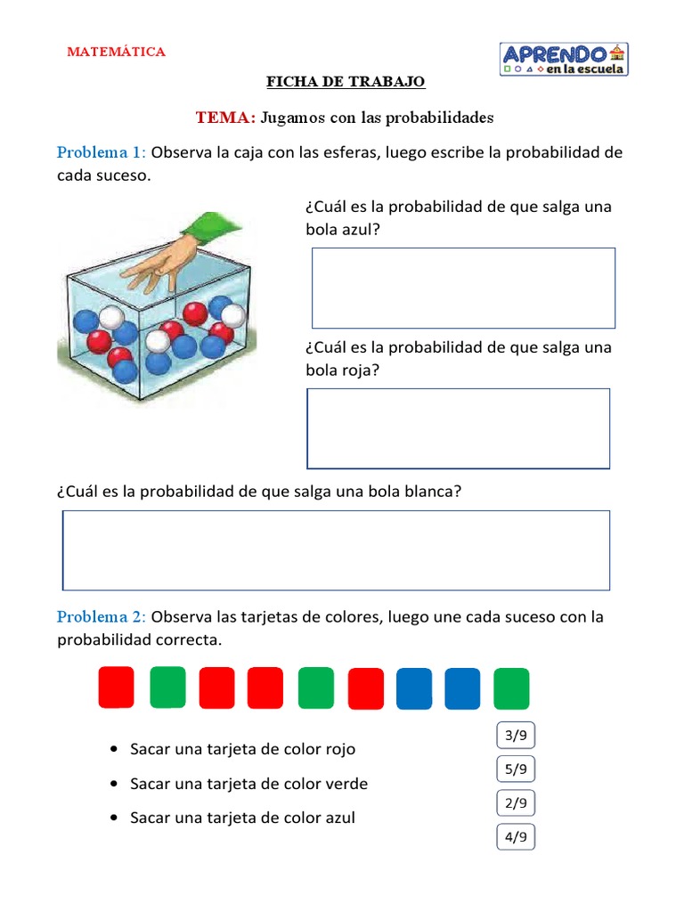 Hoja De Trabajo De Matemáticas De Probabilidad La Estadística Y La