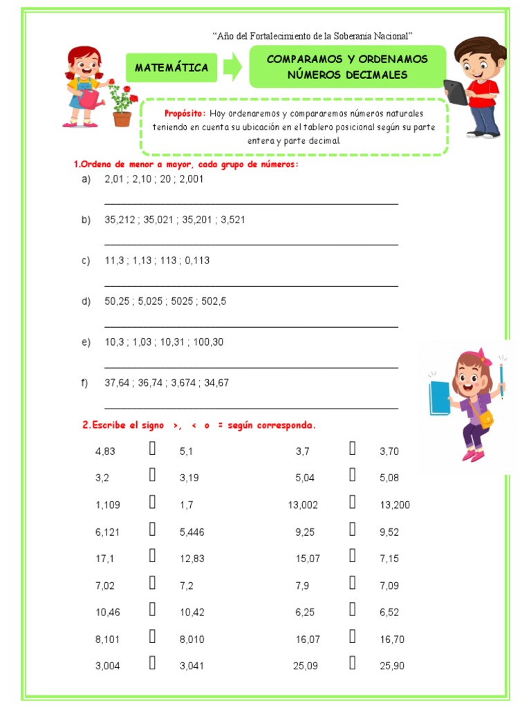 Act - Martes-Matemática-Comparamos y Ordenamos Números Decimales | PDF