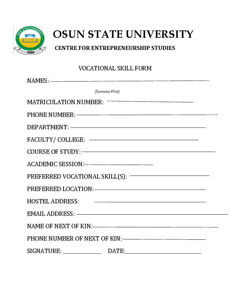 Vocational Skill Form 2021 | PDF