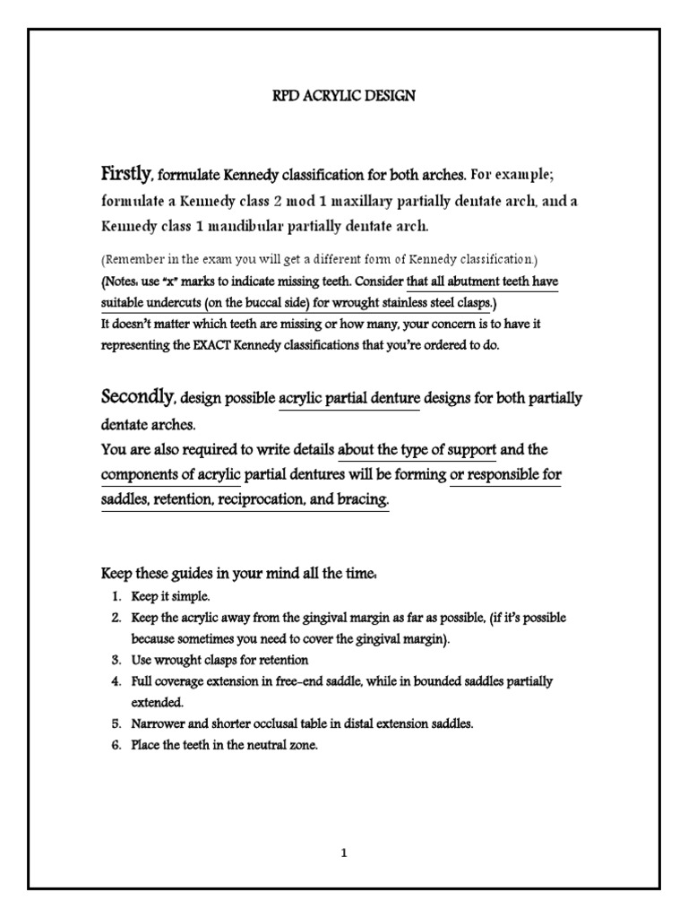 RPD Acrylic Design | PDF | Dentistry Branches