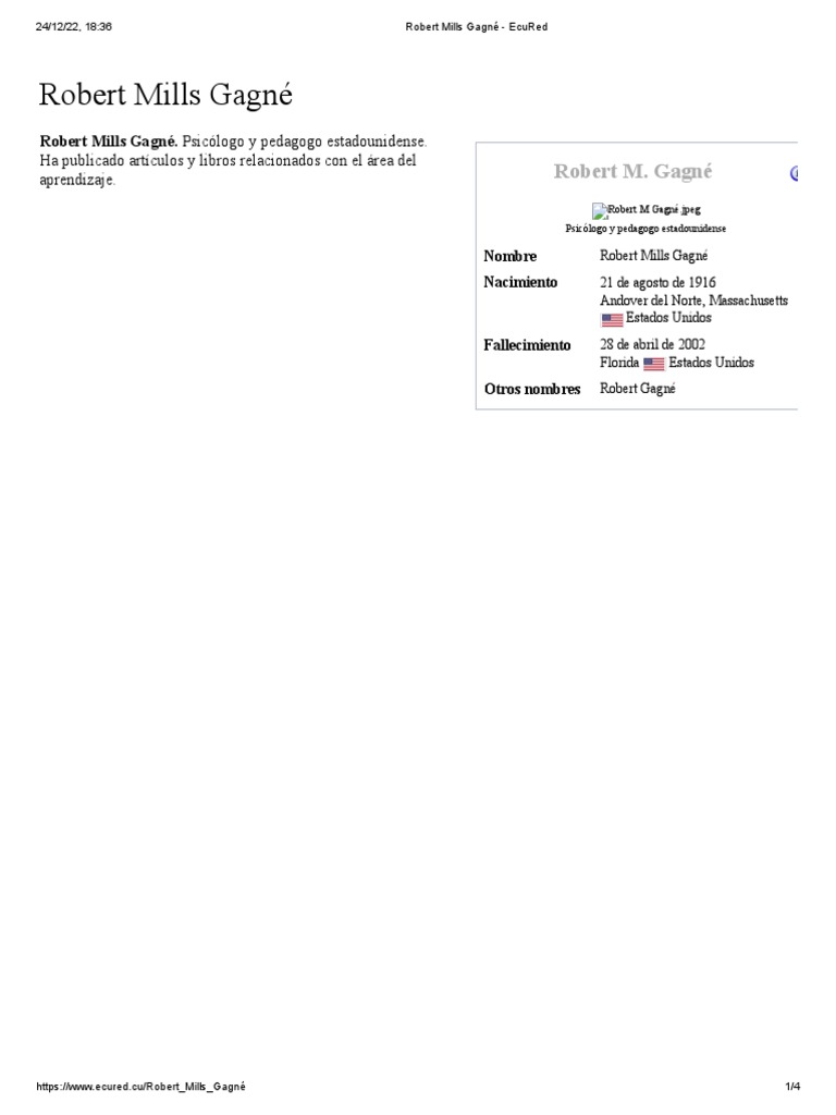 Robert Mills Gagné - EcuRed | PDF | Aprendizaje | Método de enseñanza