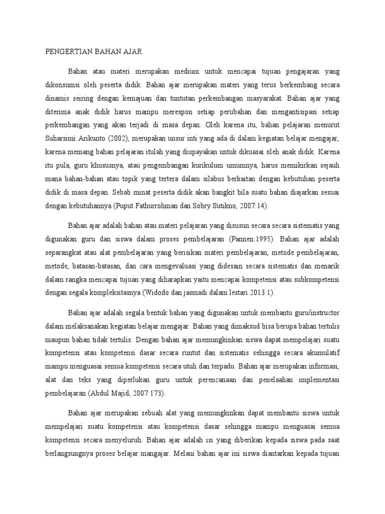 Pengertian Bahan Ajar, Modul, Hand Out Dan LKS | PDF