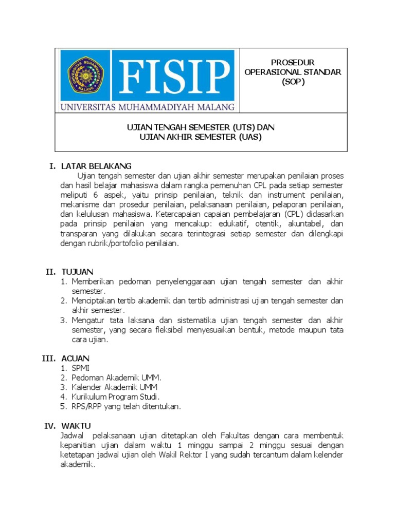 SOP UJIAN UTS Dan UAS | PDF