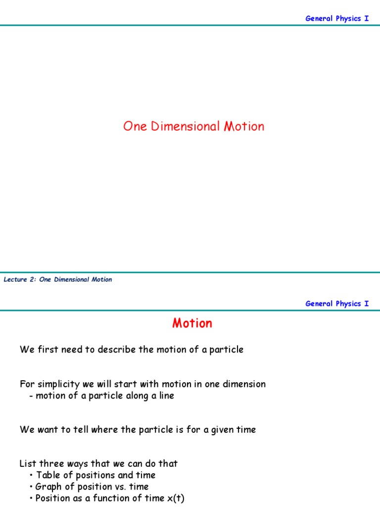 One Dimensional Motion | PDF | Acceleration | Velocity