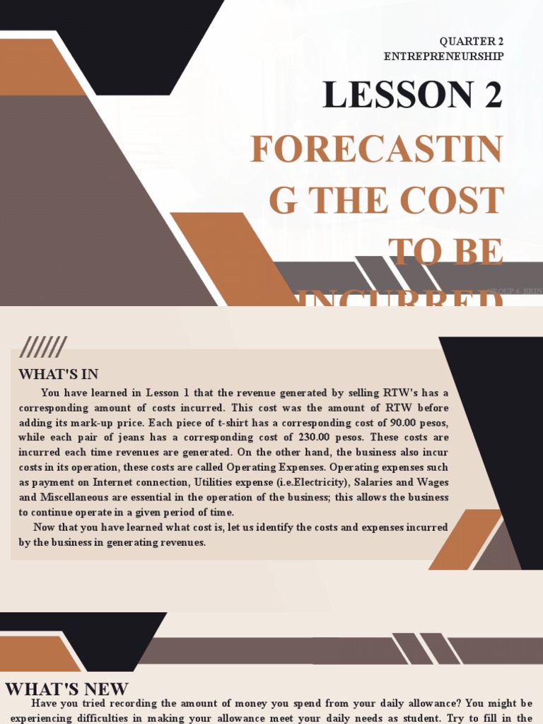 Cost Forecasting for Entrepreneurship | PDF | Cost Of Goods Sold ...