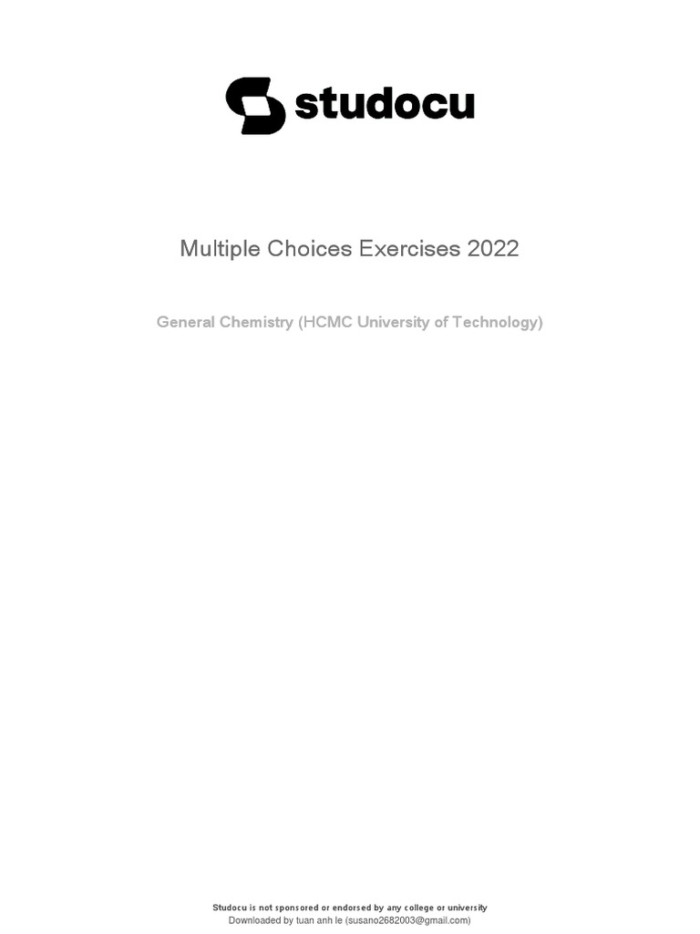 Multiple Choices Exercises 2022 | PDF | Chemical Bond | Isotope