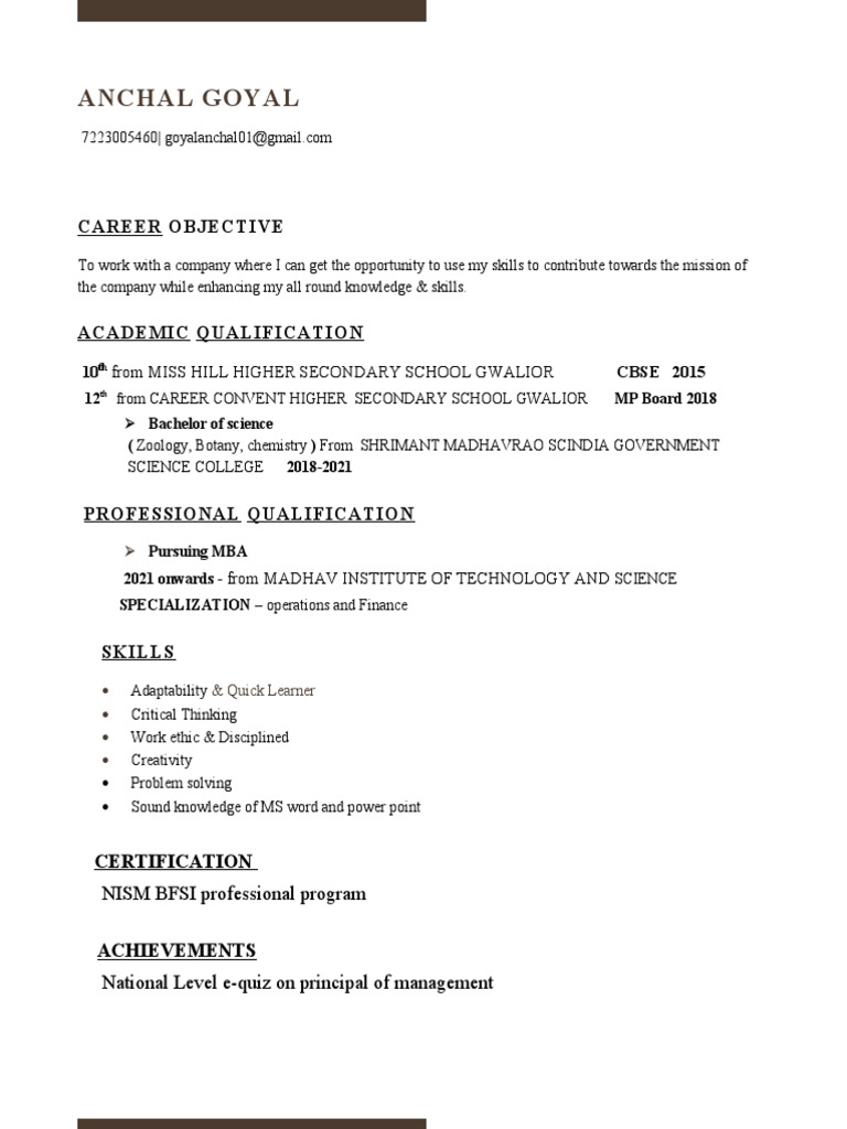 CV ANCHAL GOYAL. | PDF