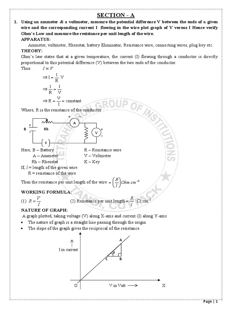 Physics Practical Set-B | PDF | Voltage | Electrical Engineering