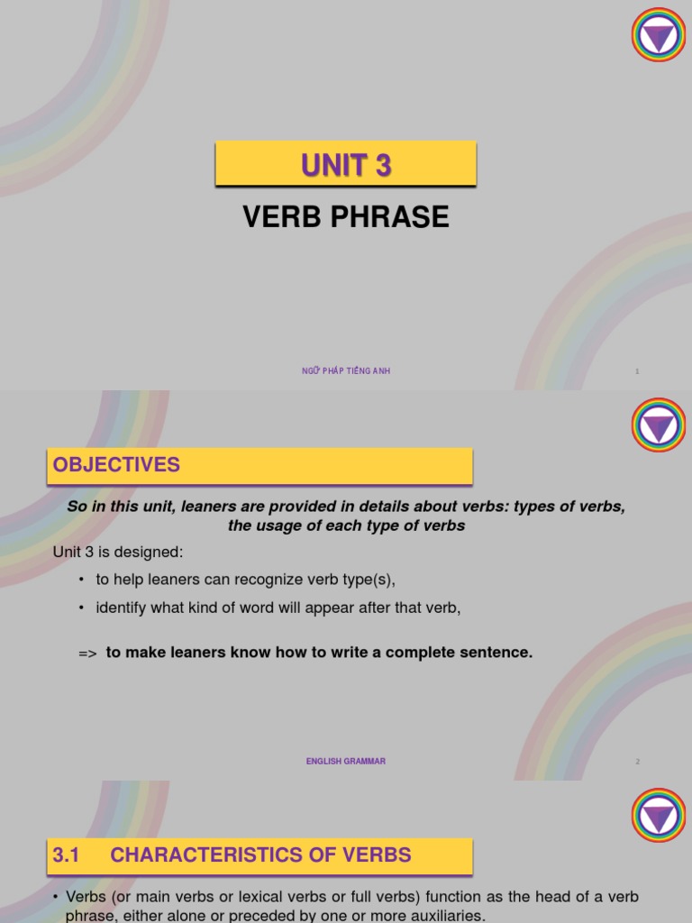Unit 3 - Verb Phrase | PDF | Verb | English Grammar
