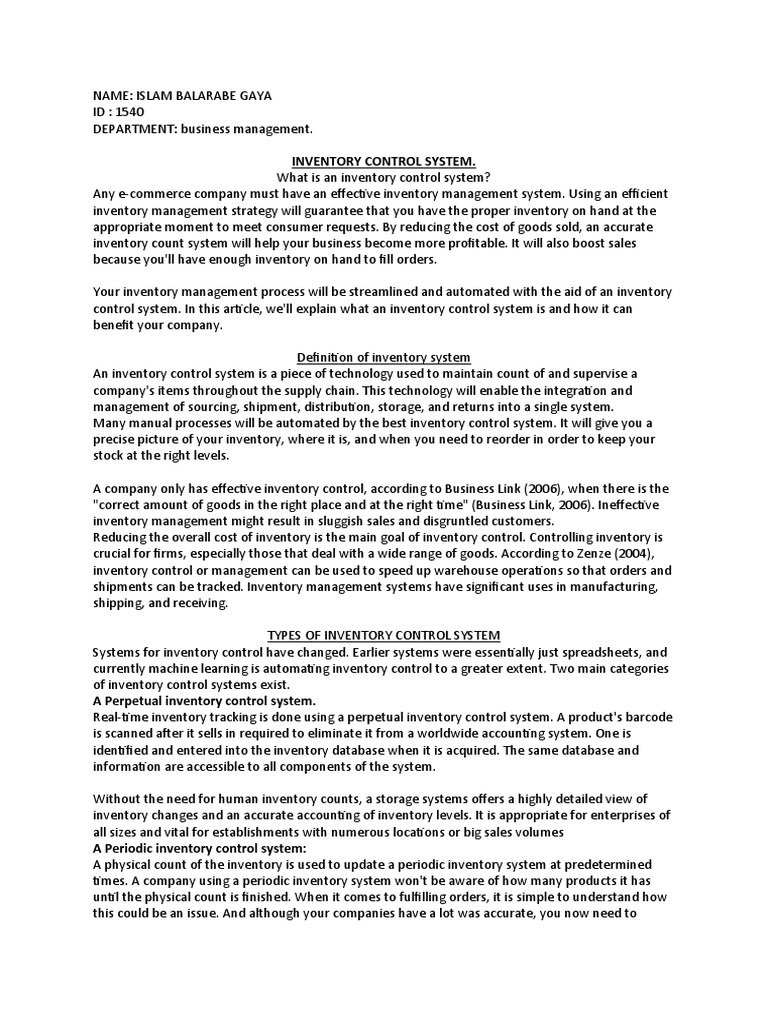 An In-Depth Look at Inventory Control Systems and Their Importance for Effective Business ...