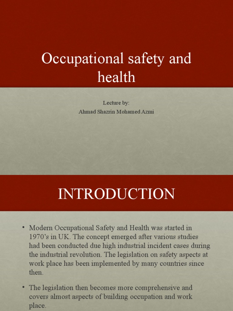 Occupational Safety and Health | PDF | Occupational Safety And Health ...