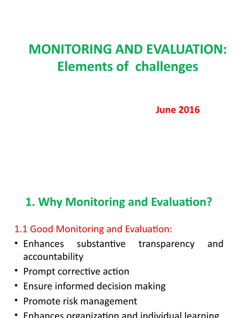 Importance of Monitoring and Evaluation | PDF | Evaluation | Monitoring ...