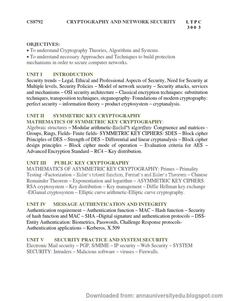 CS8792 CNS QBank PIT | PDF | Cryptography | Encryption