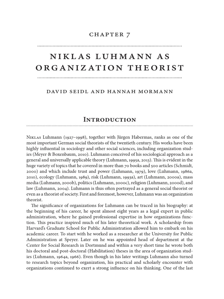 Luhmann's Organization Theory Insights | PDF | Jürgen Habermas ...