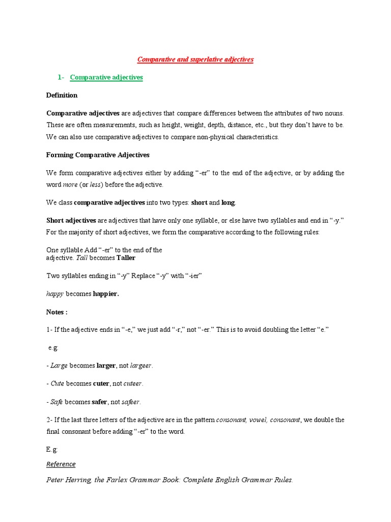 Comparatives Adjectives | PDF | Adjective | English Language
