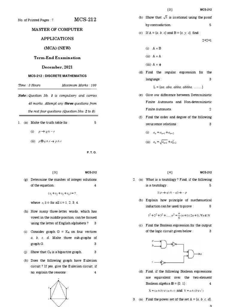 MCS 212 | PDF | Mathematical Logic | Mathematical Concepts