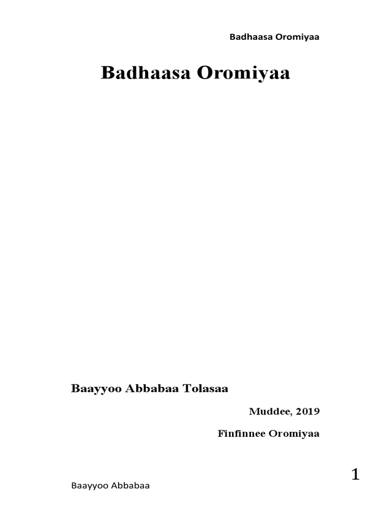 Badhaasa Oromiyaa - 2nd Edition | PDF