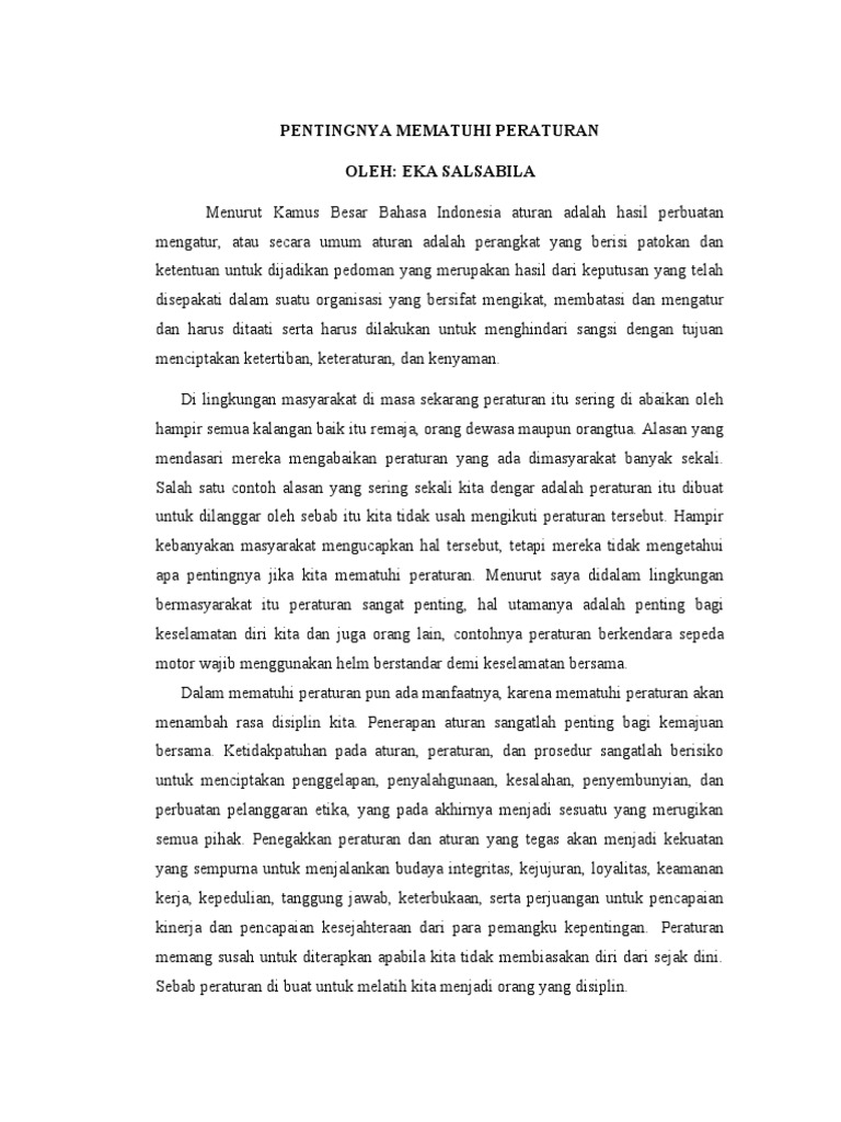 Pentingnya Mematuhi Peraturan Masyarakat | PDF