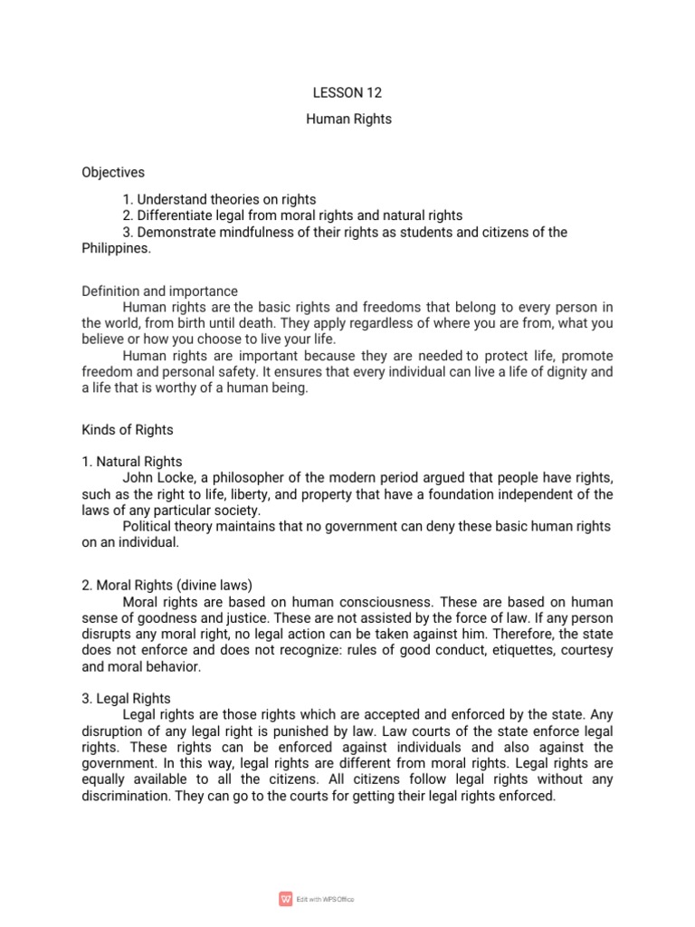 Lesson 12 Human Rights | PDF