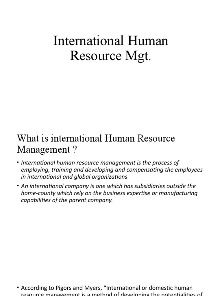 International Human Resource MGT | PDF | Human Resource Management ...