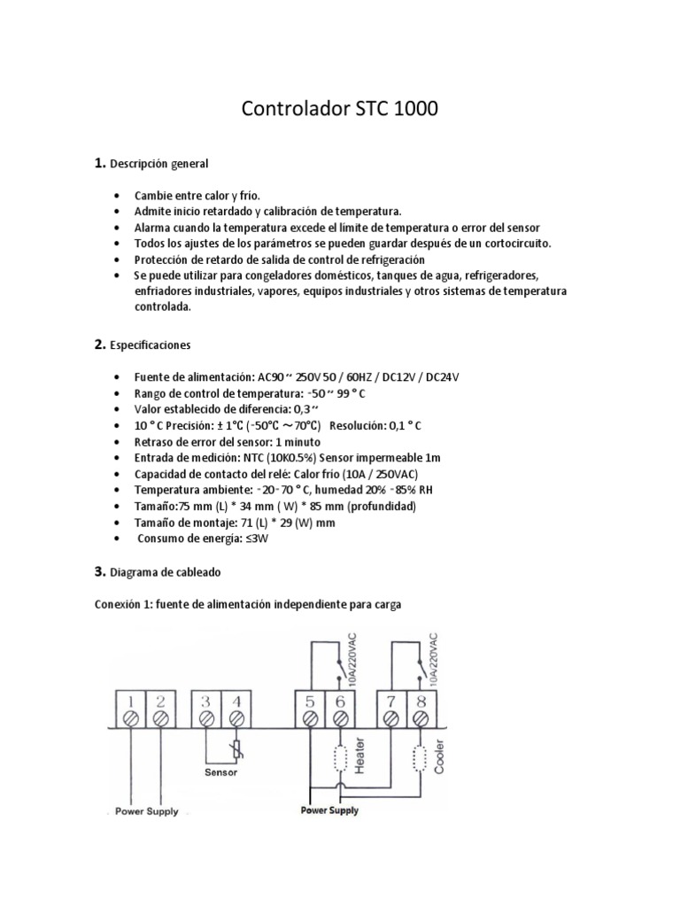 Controlador STC 1000 ESP000 | PDF | Refrigeración | Temperatura