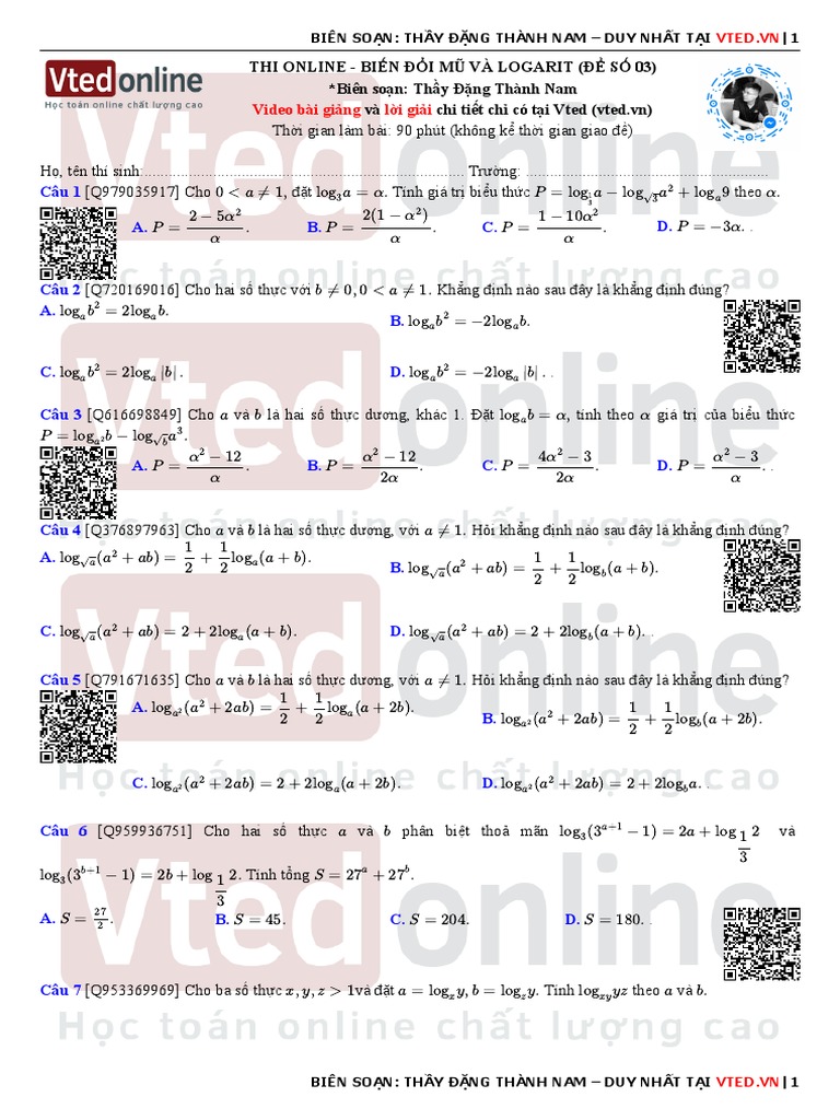 Bien Doi Mu Va Logarit | PDF