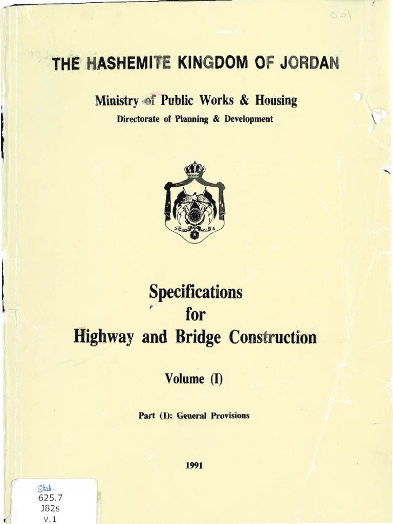 Specifications For Highway & Bridge Construction Vol. I Part | PDF