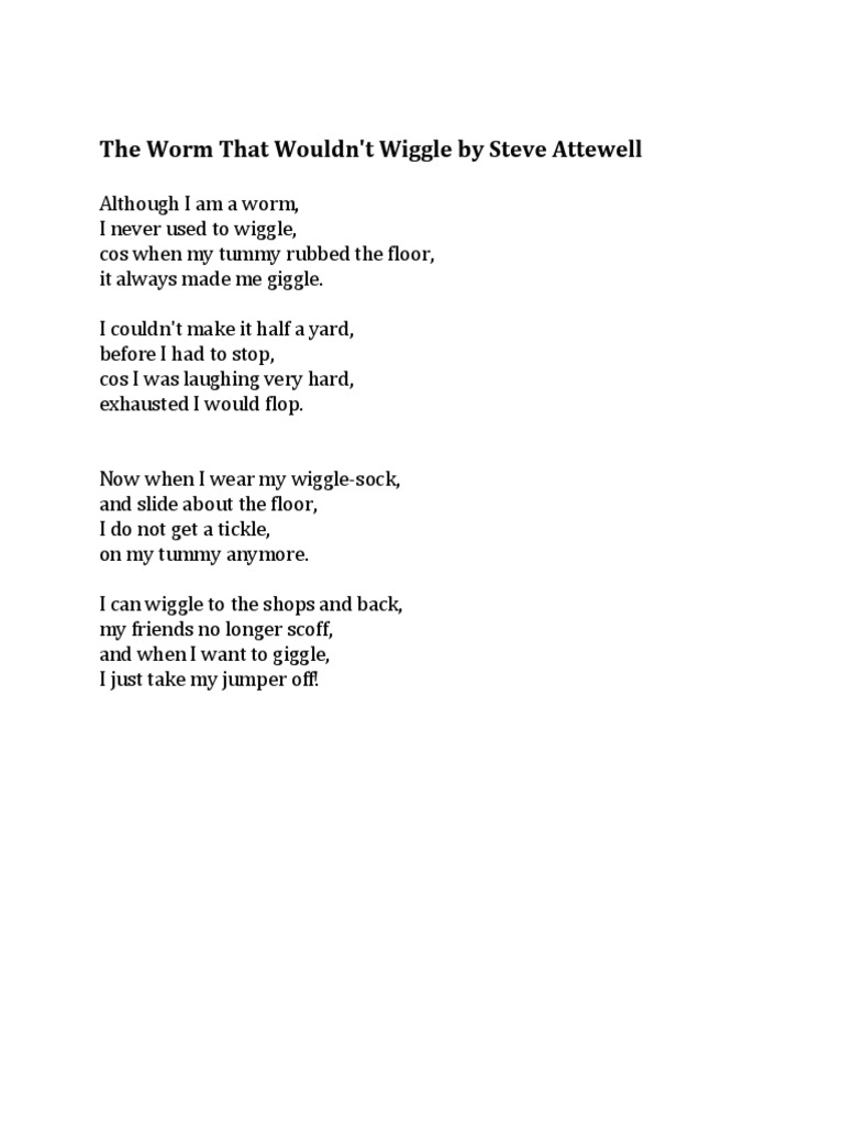 The Worm That Wouldn't Wiggle Poem | PDF