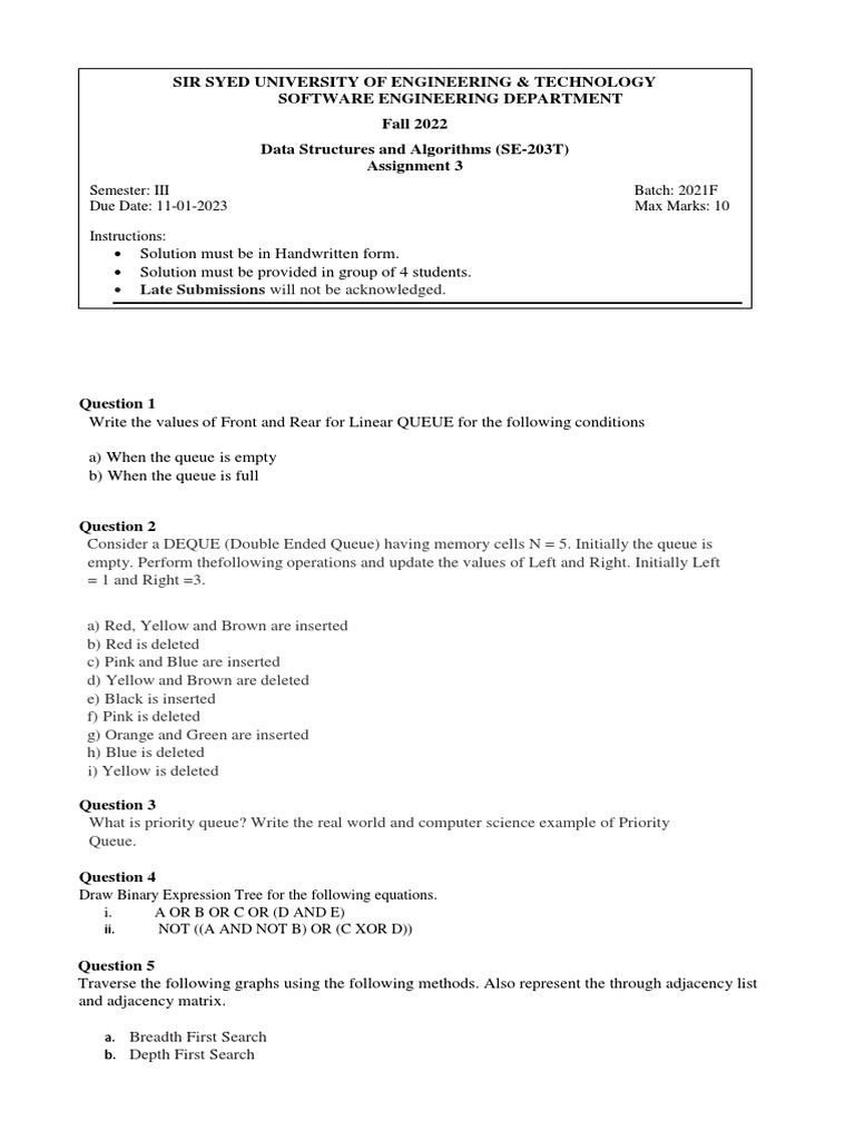 Assignment 3 (DSA) | PDF