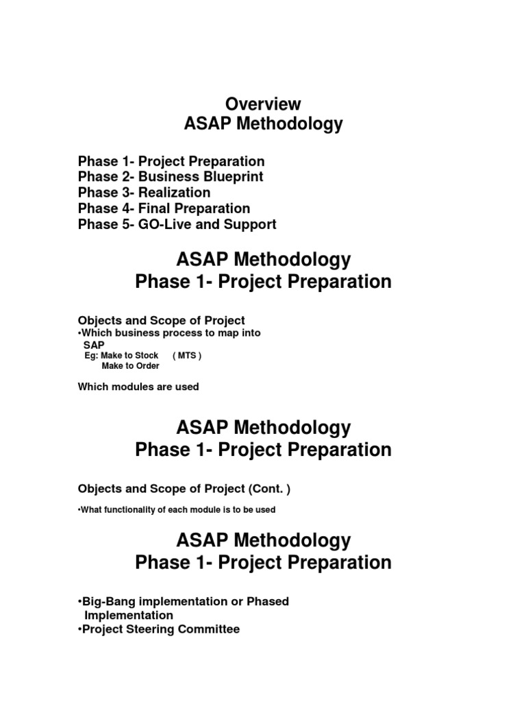 ASAP Methodology Phase 1-Project Preparation | PDF | Business Process ...