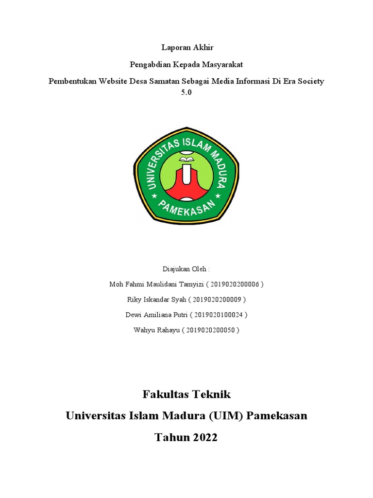 Laporan Pengabdian Posko 21 Desa Samatan | PDF