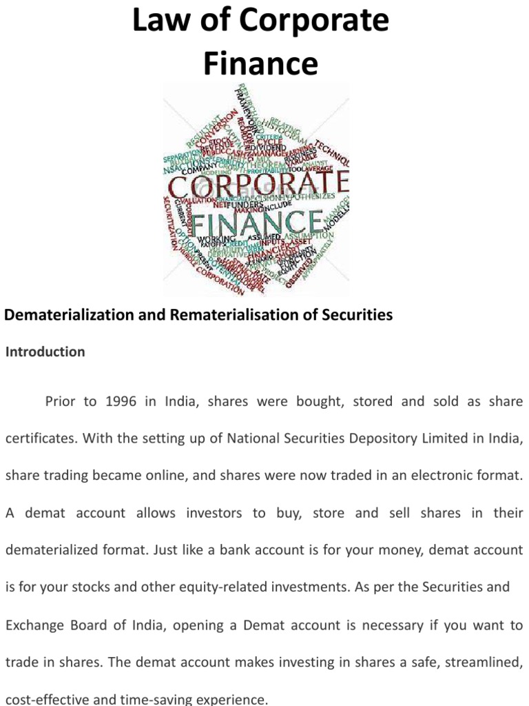 Dematerialisation vs Rematerialisation Explained | PDF | Securities ...