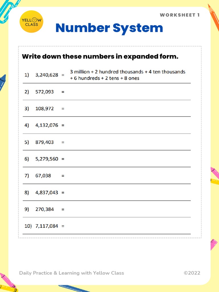 Yellow Class Worksheet - 1234 | PDF