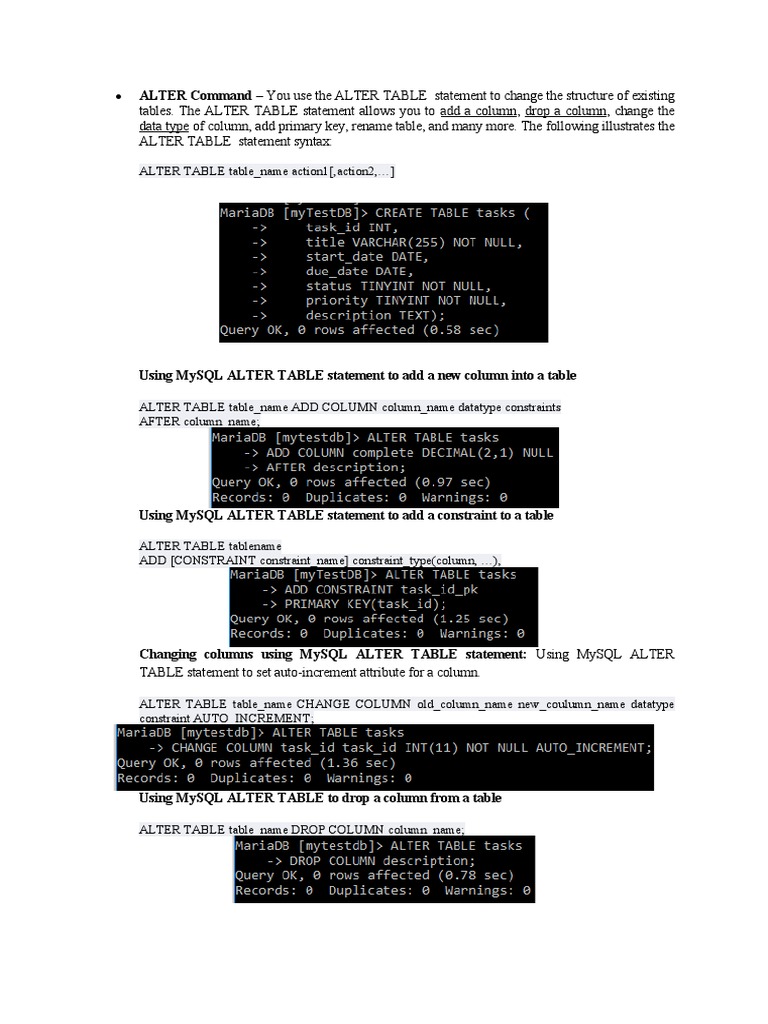 Modifying The Structure of A Table | PDF