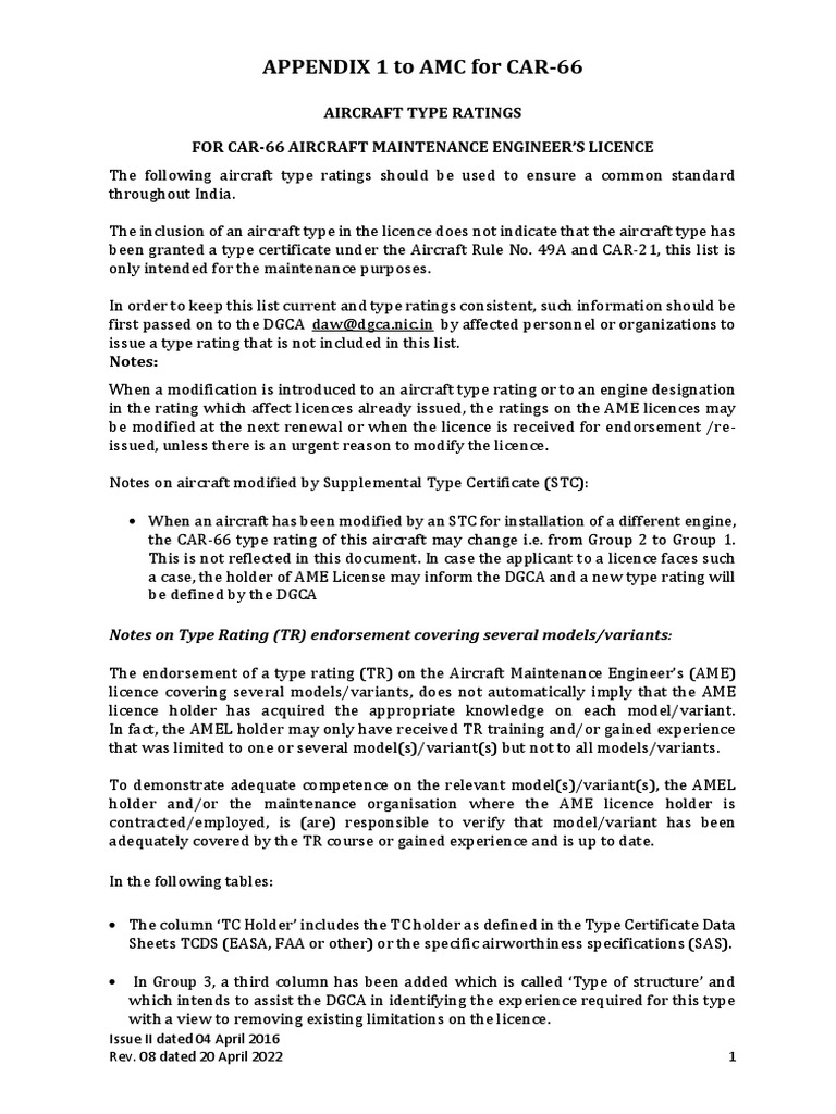 Appendix To CAR 66 | PDF | Transport | Aviation