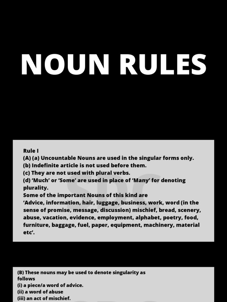 NOUN RULES Abc | PDF | Plural | Noun